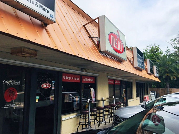 That orange metal roof isn't just for show – it's practically a beacon calling burger lovers home.