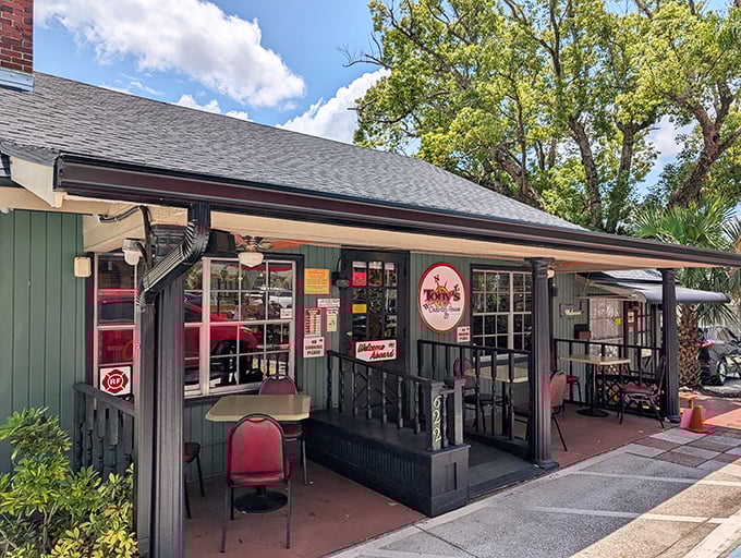 The unassuming blue cottage exterior of Tony's Clam Chowder belies the culinary treasures within. Florida's best-kept seafood secret hides in plain sight.