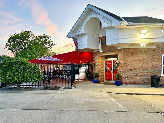 The Lobster Pot's charming exterior combines brick warmth with coastal flair, like New England decided to vacation in Ohio and never left.