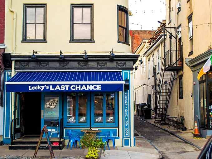 That bright blue storefront isn't trying to hide – it's confidently announcing Philadelphia's best-kept culinary secret.