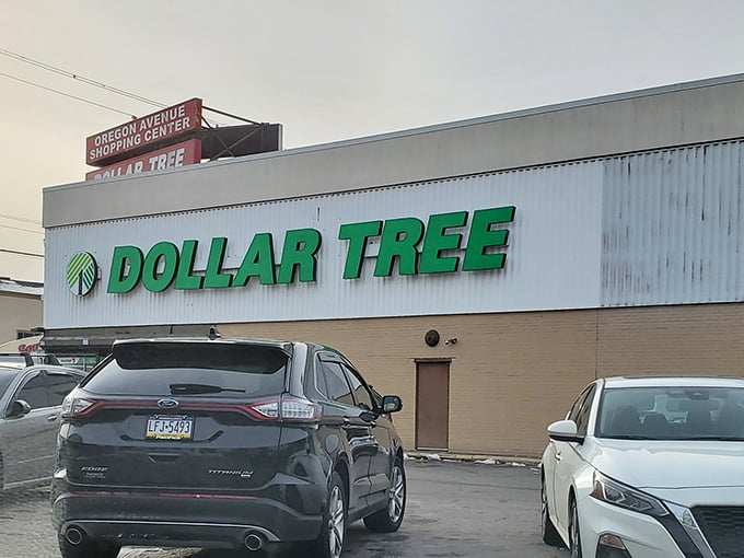 The iconic green Dollar Tree sign beckons like a budget-friendly lighthouse, guiding thrifty Pennsylvanians to the promised land of affordable treasures.