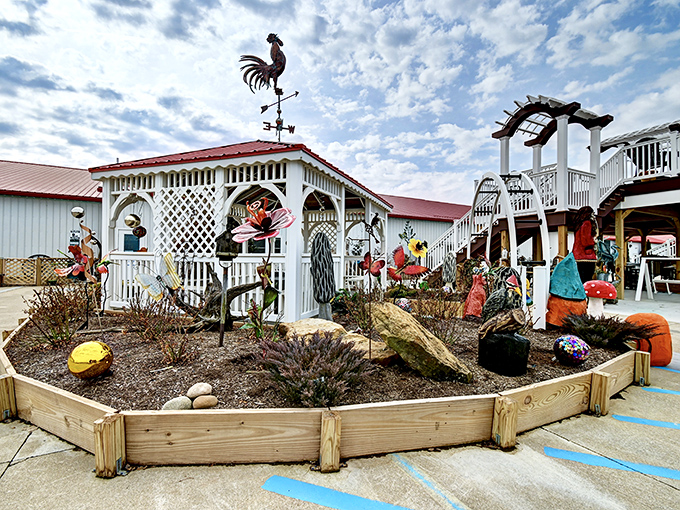 Those iconic red roofs against Ohio's rolling countryside aren't just eye-catching—they're practically a beacon for bargain hunters seeking treasure in Amish Country.