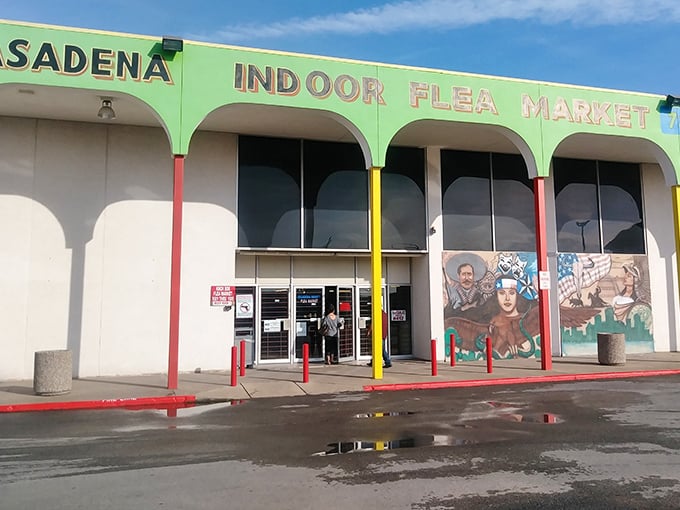 The vibrant green exterior with its rainbow-colored columns isn't subtle, but neither are the treasures waiting inside this suburban wonderland of weird and wonderful finds.