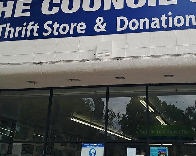 The Council Shop's unassuming exterior hides a treasure trove within—like finding a secret portal to bargain heaven on Venice Boulevard.