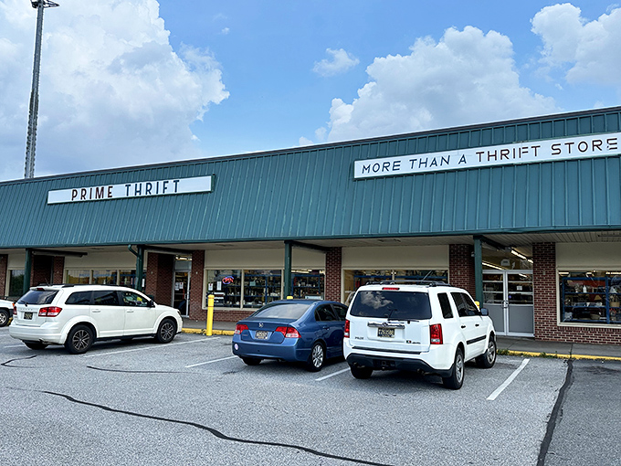 The unassuming exterior of Prime Thrift promises "MORE THAN A THRIFT STORE" – a claim that proves delightfully accurate once you step inside this Wilmington treasure trove.