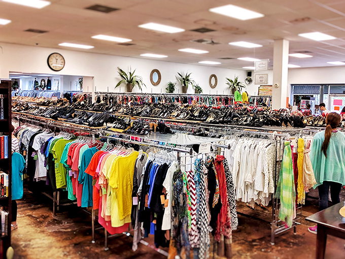 Racks upon colorful racks stretch into the distance like a fashionista's dream. The treasure hunt begins here!