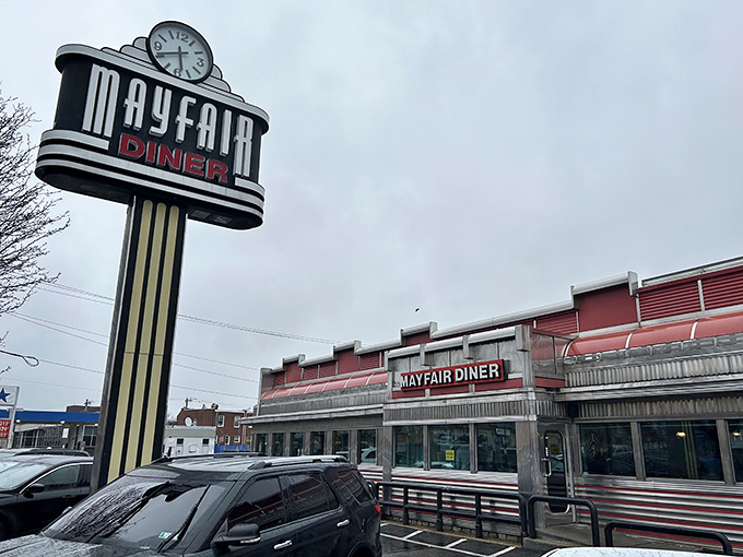 That gleaming stainless steel exterior isn't just eye-catching—it's a time machine disguised as a diner, ready to transport you to simpler times.