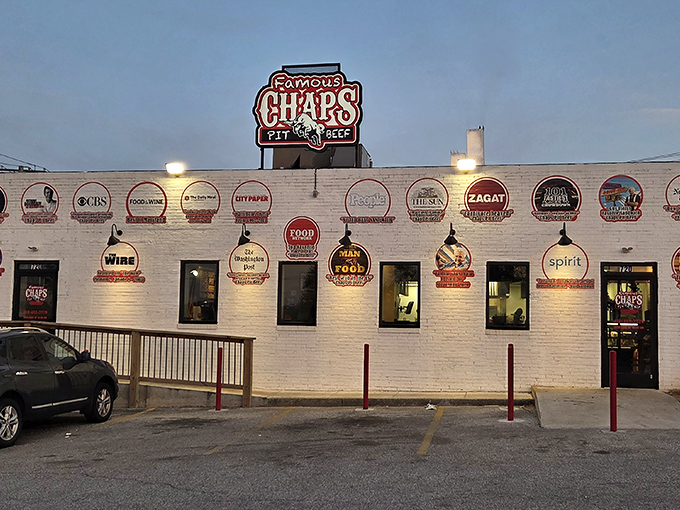 The wall of fame outside Chaps Pit Beef tells you everything you need to know—this unassuming spot has earned serious culinary street cred.