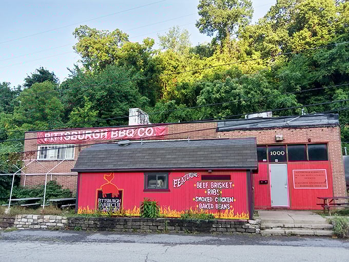 The unassuming brick building with its bold red sign promises more than meets the eye. Like finding a Picasso in your grandma's attic, Pittsburgh BBQ Co. hides culinary treasures behind modest walls.