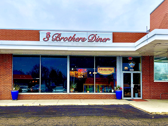 The unassuming brick exterior of 3 Brothers Diner proves once again that culinary treasures often hide behind the most modest facades.