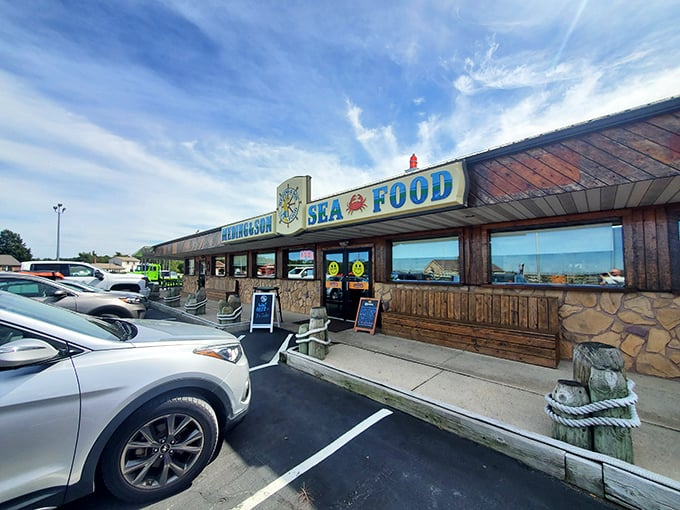 No fancy architectural flourishes here—just the promise of seafood that'll make you forget your table manners. The maritime equivalent of "come as you are."