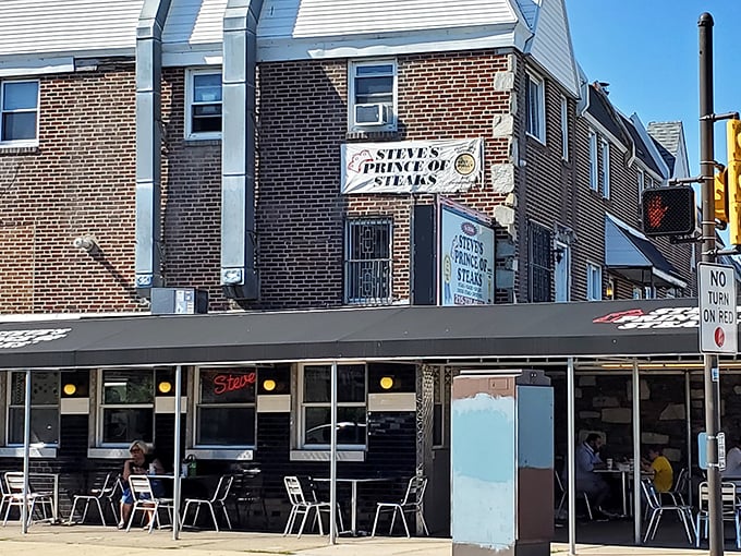 The unassuming brick exterior of Steve's Prince of Steaks stands like a culinary fortress in Northeast Philly, no fancy frills needed when you're sandwich royalty.