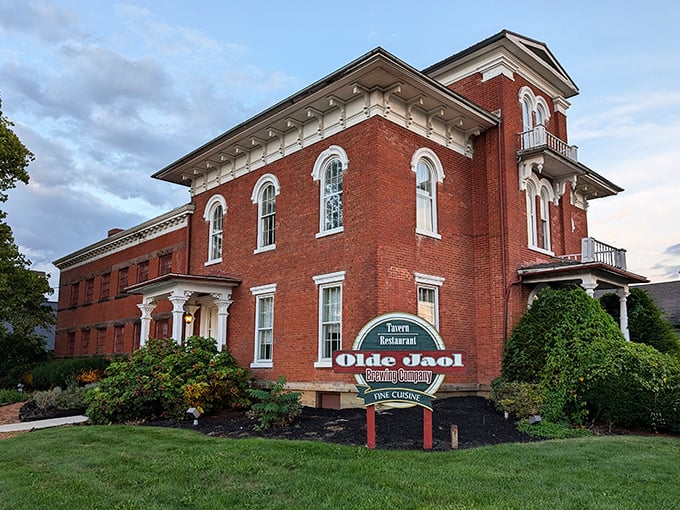 The stately red brick exterior of Olde Jaol Steakhouse stands as proud testimony that "jail food" can actually be something to get excited about.