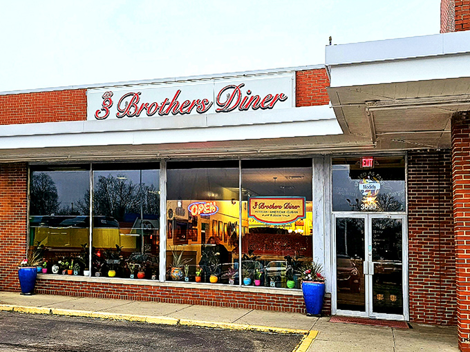 The unassuming brick exterior of 3 Brothers Diner proves once again that culinary treasures often hide behind the most modest facades.