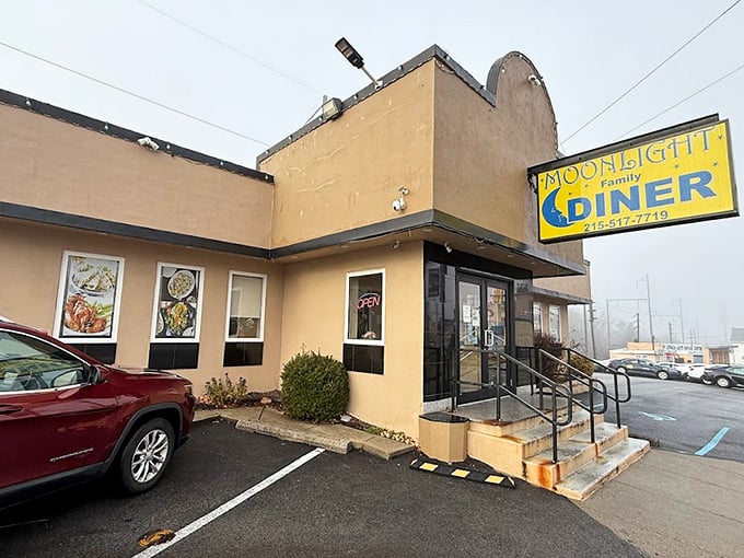 The humble tan exterior of Moonlight Family Diner might not scream "culinary destination," but like all great food stories, this one begins with an unassuming entrance.