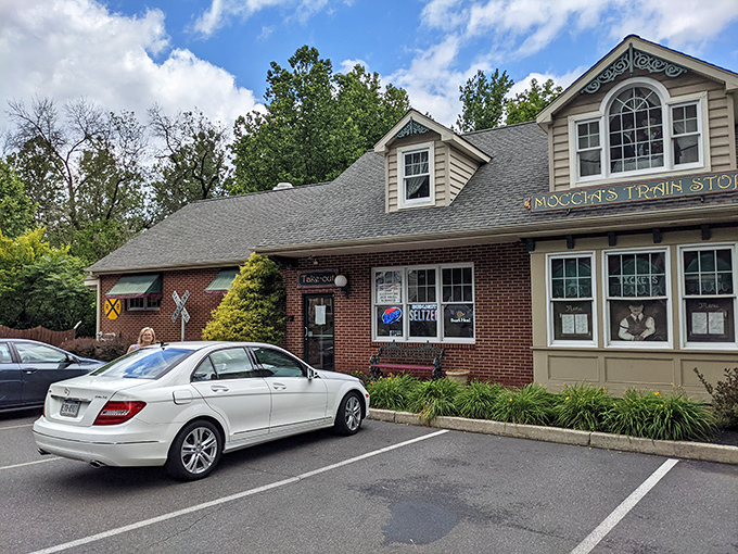 The charming exterior of Moccia's Train Stop beckons like an old friend, promising comfort food and railroad nostalgia in equal measure.