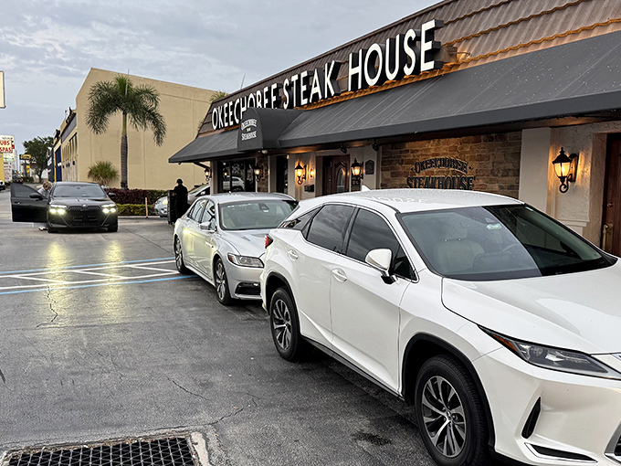 Stone facade and classic signage whisper "serious steaks inside" – and they're not kidding around, folks.