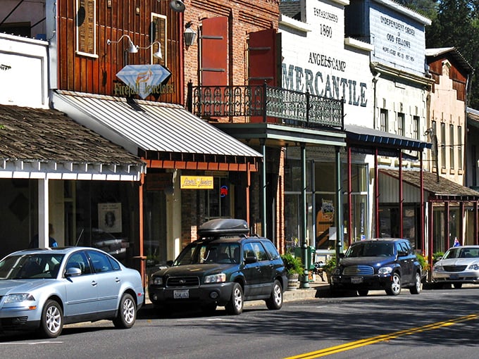 Historic storefronts along Main Street tell tales of gold rush dreams, their weathered facades like pages from California's most colorful chapter.