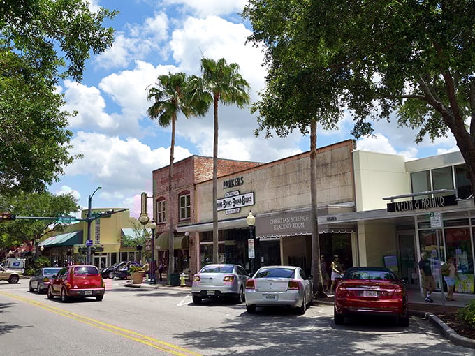 Palm trees standing guard over charming storefronts – downtown Sarasota's Main Street feels like a movie set where everyone got the "be delightful" memo.