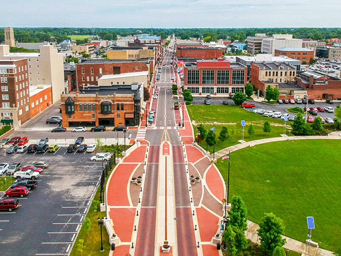 Downtown Muncie's historic charm isn't just for show—these brick buildings house local treasures where your retirement dollars stretch like yoga instructors.