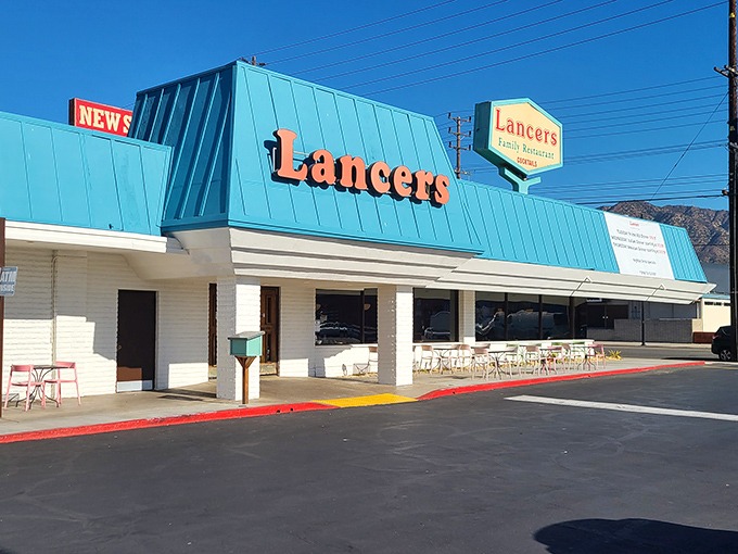 That iconic turquoise roof isn't just eye-catching—it's a beacon of comfort food hope on Burbank's Riverside Drive, promising delicious nostalgia inside.