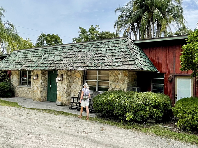 The stone-and-timber exterior of Red Wing Restaurant looks like a storybook cabin that wandered out of the woods and decided to serve incredible steaks.