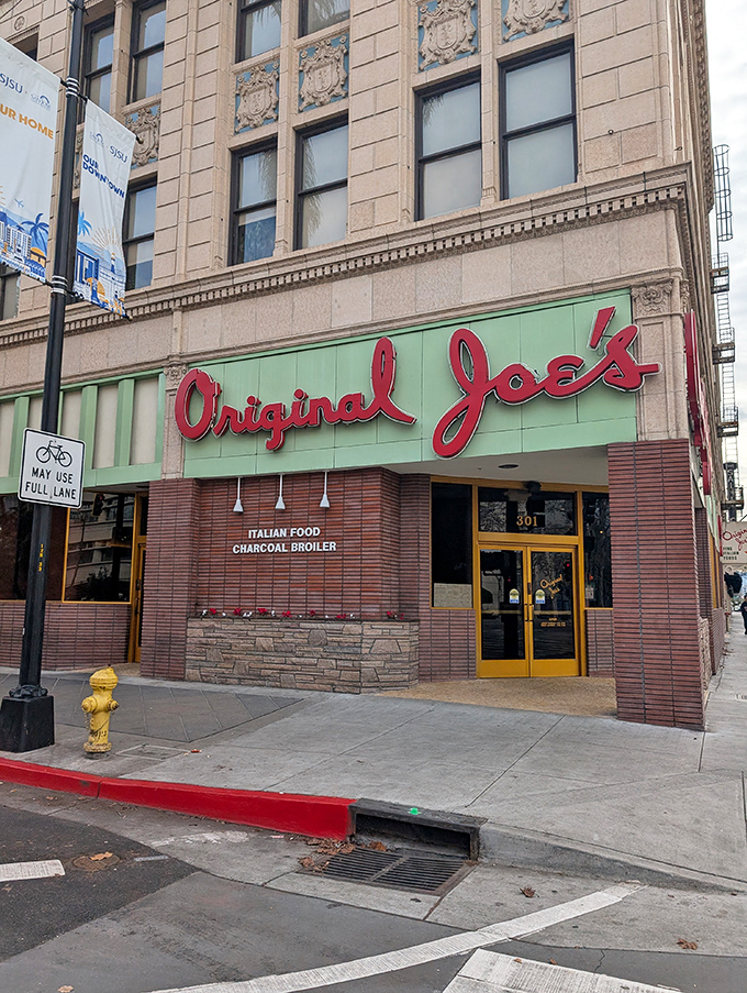 That iconic green and red façade isn't just a restaurant sign—it's a beacon of culinary hope for hungry San Jose locals seeking Italian-American perfection.