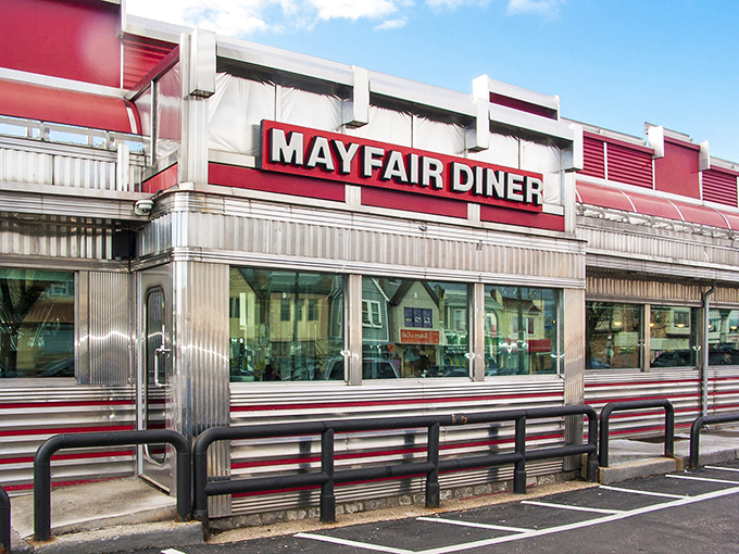 That gleaming stainless steel exterior isn't just eye-catching—it's a time machine disguised as a diner, ready to transport you to simpler times.