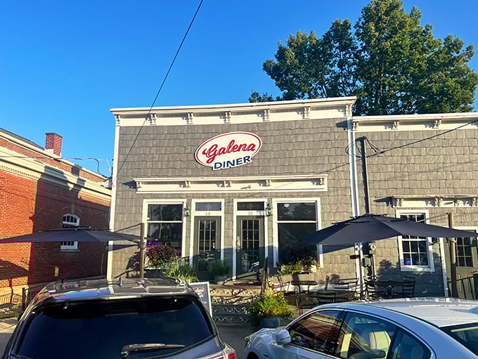 This charming diner exterior promises the kind of comfort food magic that makes road trips worthwhile.