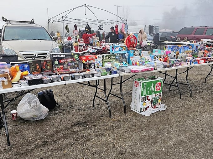 Piled high with toys, games, and unexpected finds, these tables turn Glen Burnie’s flea market into a weekend treasure-hunting tradition.