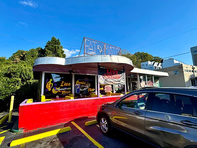 That neon glow isn't just advertising – it's a beacon calling all barbecue believers home for the night.