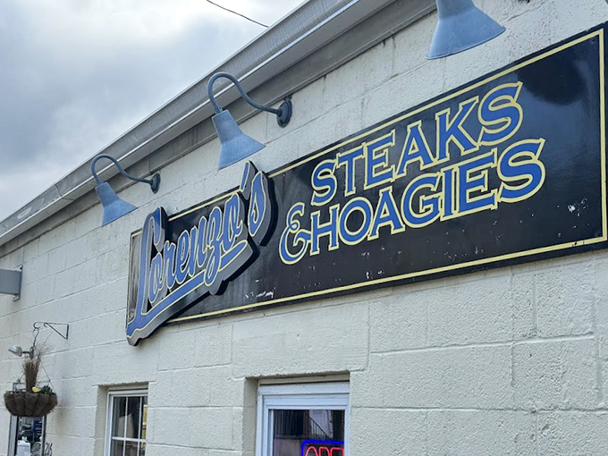The unassuming exterior of Lorenzo's Steaks and Hoagies proves once again that culinary treasures often hide behind the simplest facades.