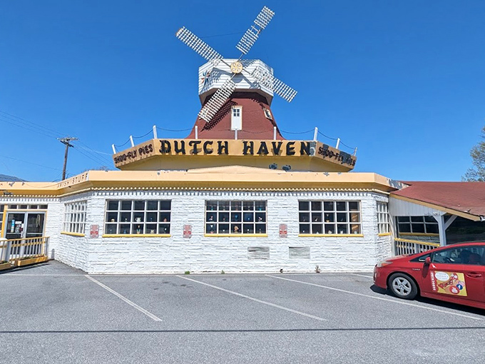 That windmill isn't just for show—it's a beacon of sweetness calling to sugar pilgrims on Route 30. Pennsylvania Dutch architecture with a side of whimsy.
