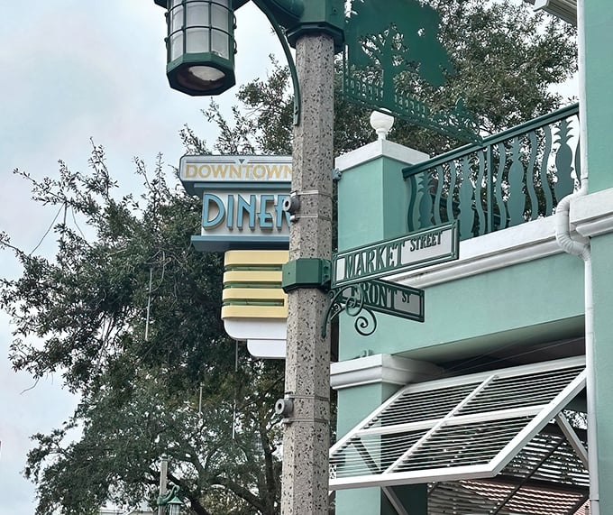 That retro sign isn't just decoration – it's a beacon calling hungry souls to breakfast nirvana in Celebration.