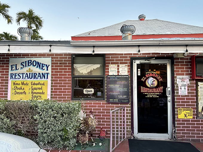The unassuming brick exterior of El Siboney hides culinary treasures within—like finding a vintage Rolex at a yard sale.