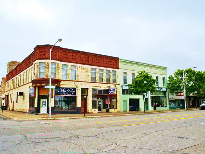 Historic storefronts line Escanaba's downtown, where time seems to slow down and the architecture tells stories of the town's prosperous past.