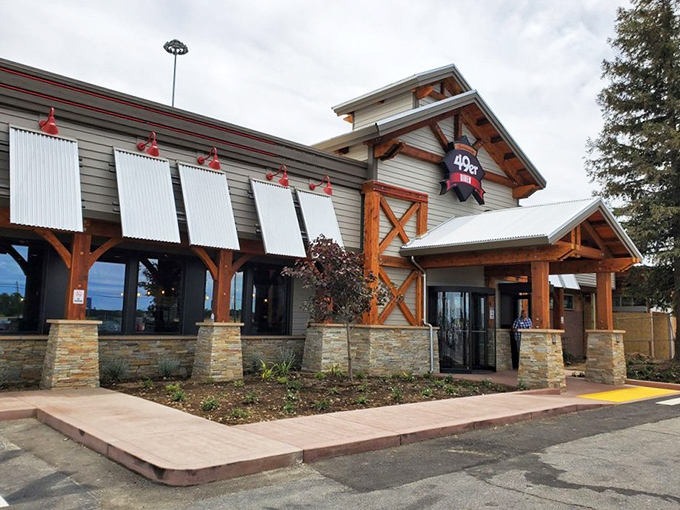 The 49er Diner's rustic exterior promises Gold Rush-themed comfort without the need for a pan or pickaxe. Just bring your appetite instead.