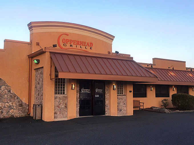 The unassuming exterior of Copperhead Grille hides culinary treasures within, like a delicious secret waiting to be discovered in Bethlehem.