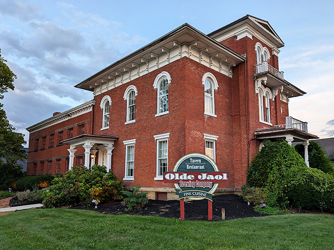 The stately red brick exterior of Olde Jaol Steakhouse stands as proud testimony that "jail food" can actually be something to get excited about.