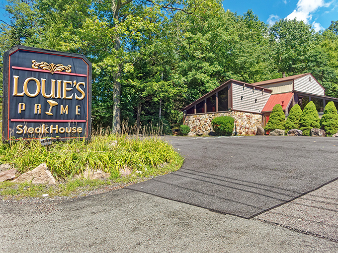 Nestled among towering Pocono pines, Louie's Prime Steak House looks like what would happen if a luxury cabin and a five-star restaurant had a delicious baby.