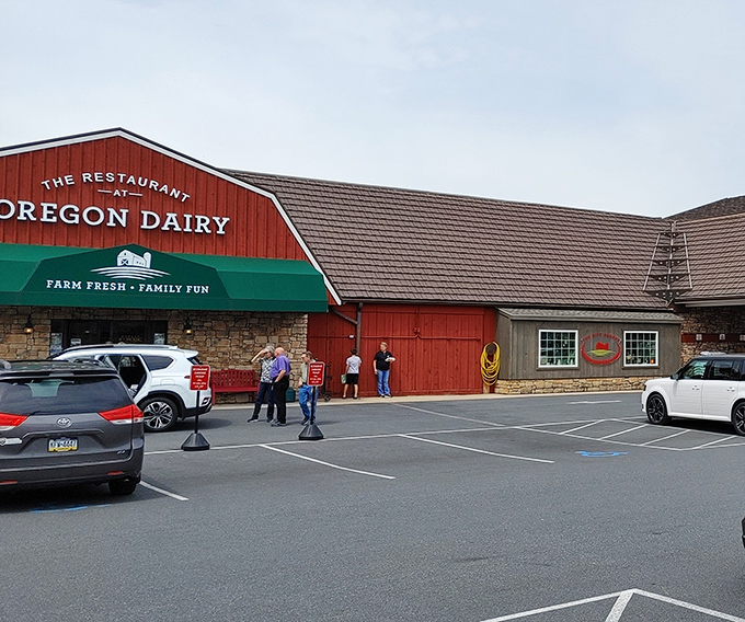 The iconic red barn exterior of Oregon Dairy welcomes you like an old friend. Farm fresh indeed—this place means business about comfort food.