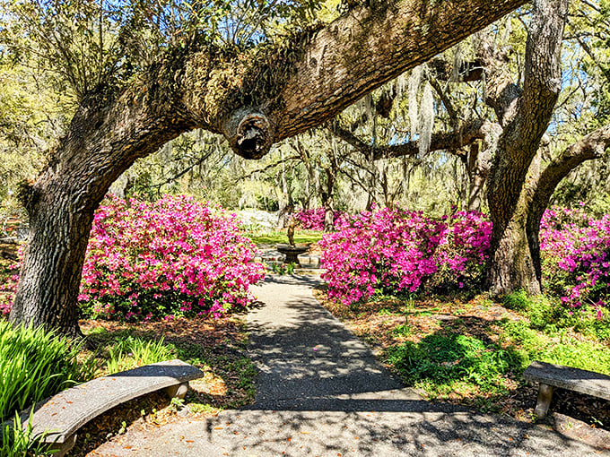 Wander into Airlie Gardens and it’s like stepping into a Southern fairytale, where the azaleas gossip and the oaks keep secrets.