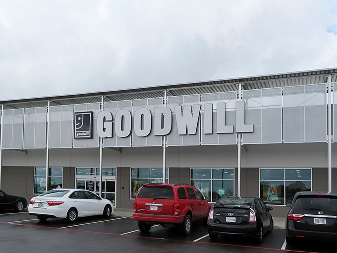 The modern facade of Goodwill's Whitestone location belies the treasure trove within—like finding a five-star buffet hiding in plain sight off the highway.