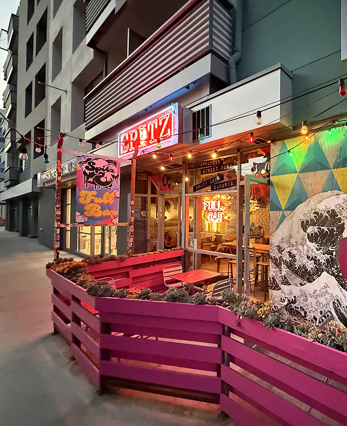 The vibrant orange sign beckons like a Mediterranean lighthouse in Little Tokyo. Weekend brunch hours are just a bonus to this döner paradise.