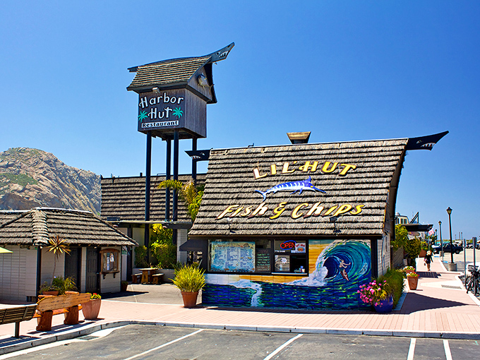 This weathered beauty sits waterfront like a salty sea captain telling tales of legendary fish and chips.