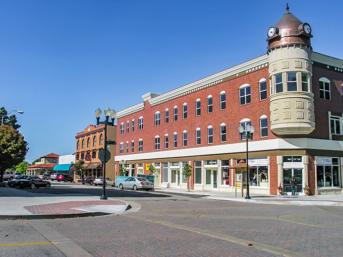 Downtown Paso Robles showcases its historic charm with brick buildings and that distinctive clock tower – small-town elegance with big-time character.