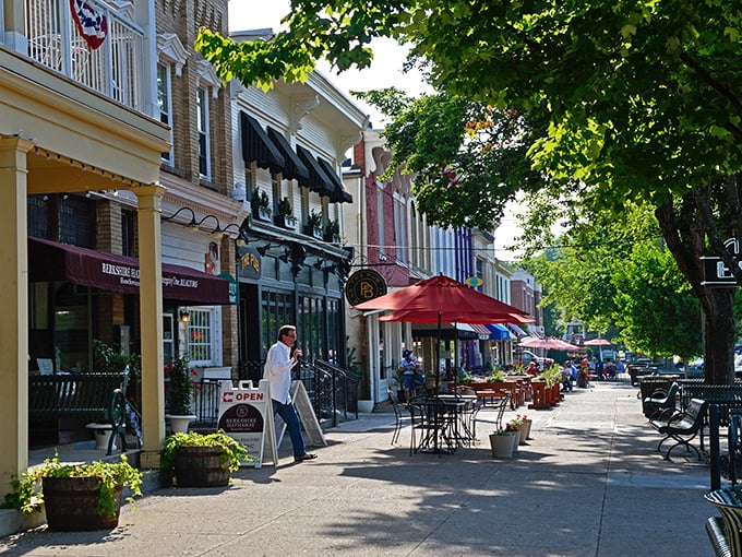 Granville's colorful storefronts create a shopping experience that feels like browsing through America's favorite small-town movie set.