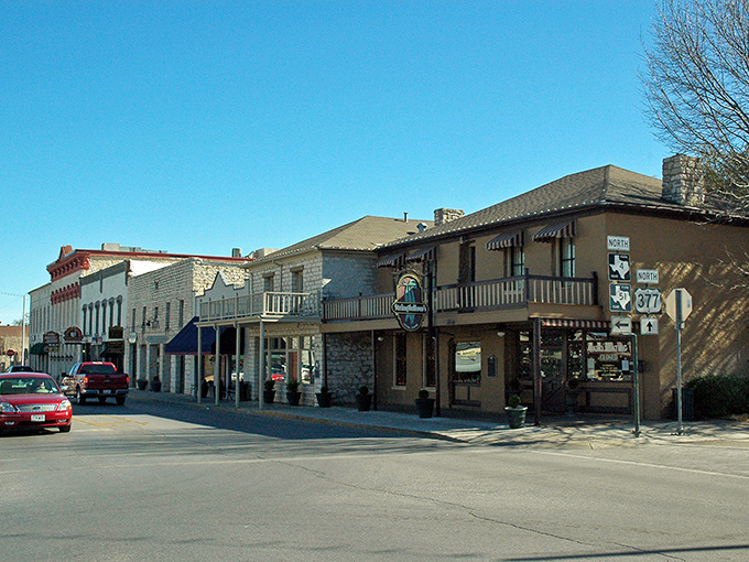 Granbury from above looks like a movie set director's dream—where small-town Texas charm meets lakeside serenity in perfect cinematic harmony.