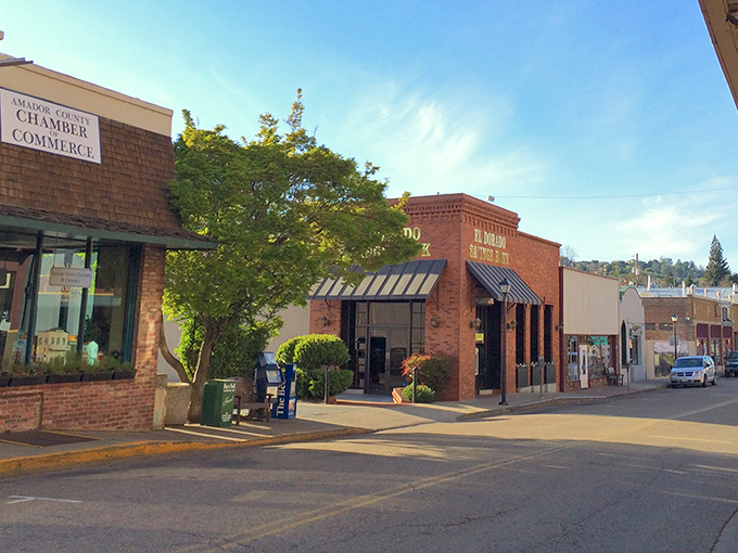 Main Street Jackson looks like a movie set, but these brick buildings house real shops where your dollar stretches further than your patience in LA traffic.