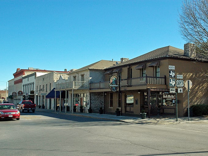 Granbury from above looks like a movie set director's dream—where small-town Texas charm meets lakeside serenity in perfect cinematic harmony.